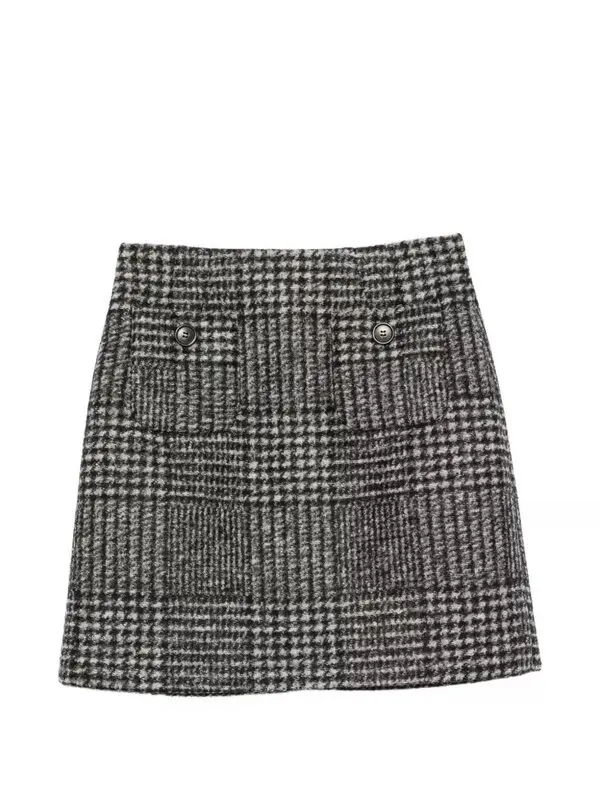 N°21 Check-pattern Button-detail Skirt - Grey