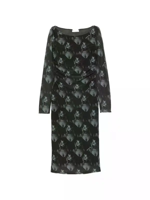 Patrizia Pepe Graphic-print Ruched Midi Dress - Green