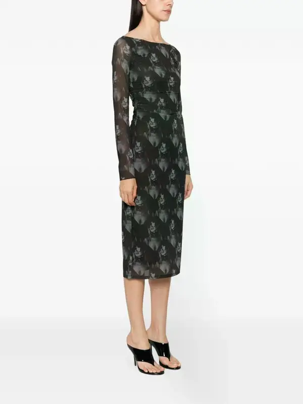 Patrizia Pepe Graphic Print Ruched Midi Dress