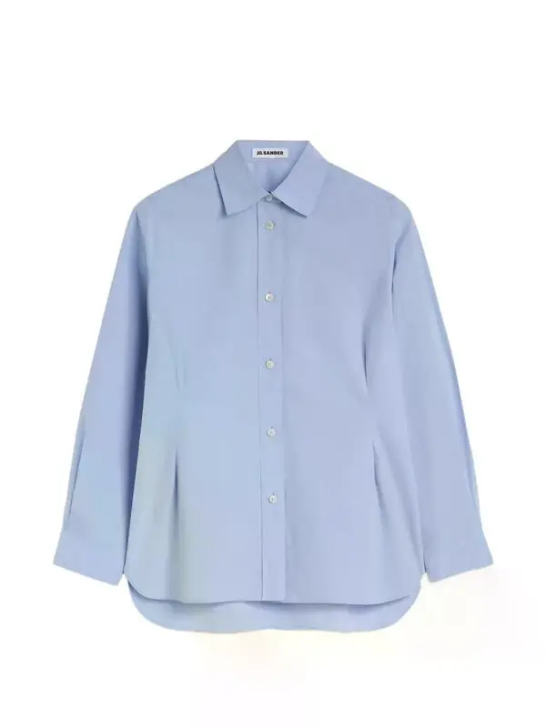 JIL SANDER Pleated-waist Fil-à-fil Shirt - Blue
