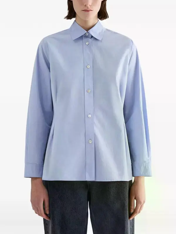 JIL SANDER Pleated Waist Fil-à-fil Shirt