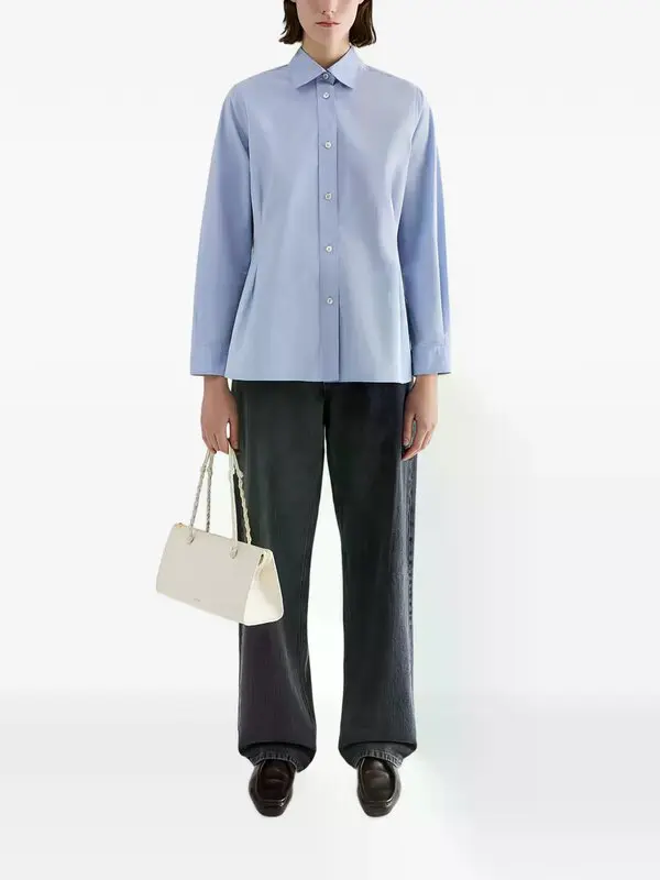 JIL SANDER Pleated Waist Fil-à-fil Shirt