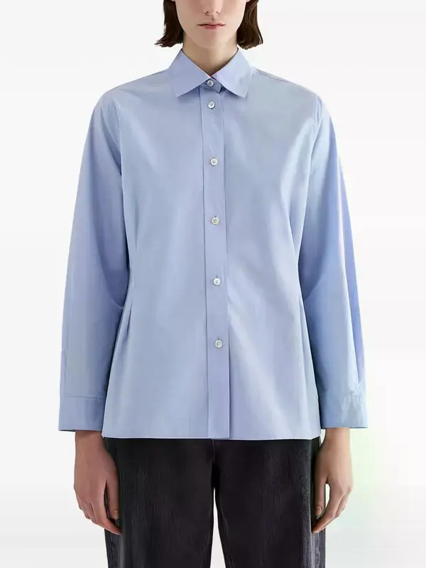 JIL SANDER Pleated Waist Fil-à-fil Shirt