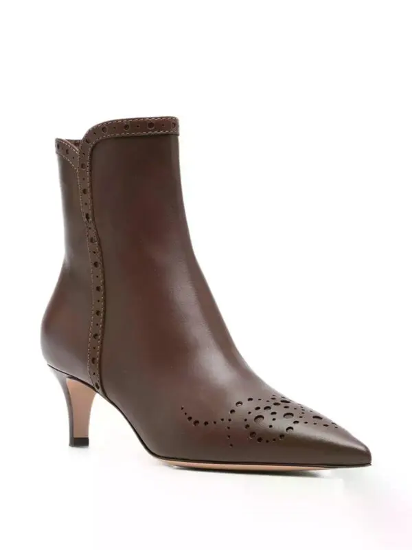 GIANVITO ROSSI Brogue-detail Pointed-toe Ankle Boots