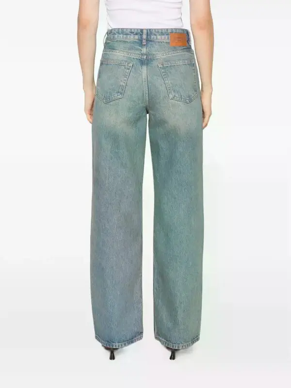 GANNI Faded Effect Wide-leg Jeans