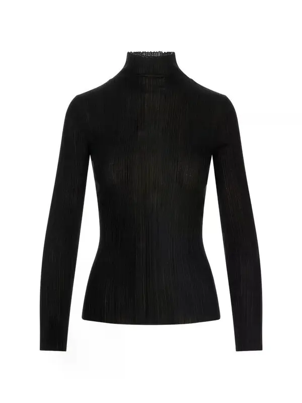 Agnona Ribbed-knit High-neck Sweater - Black