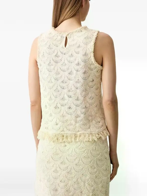 PEDRO DEL HIERRO Sleeveless Lace Blouse With Fringed Hem