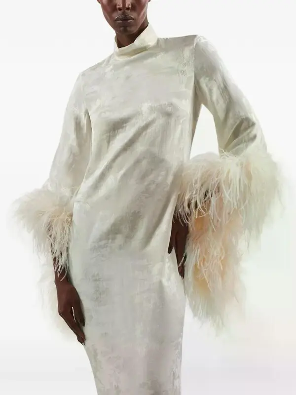 TALLER MARMO Del Rio Feather-trim Midi Dress - White