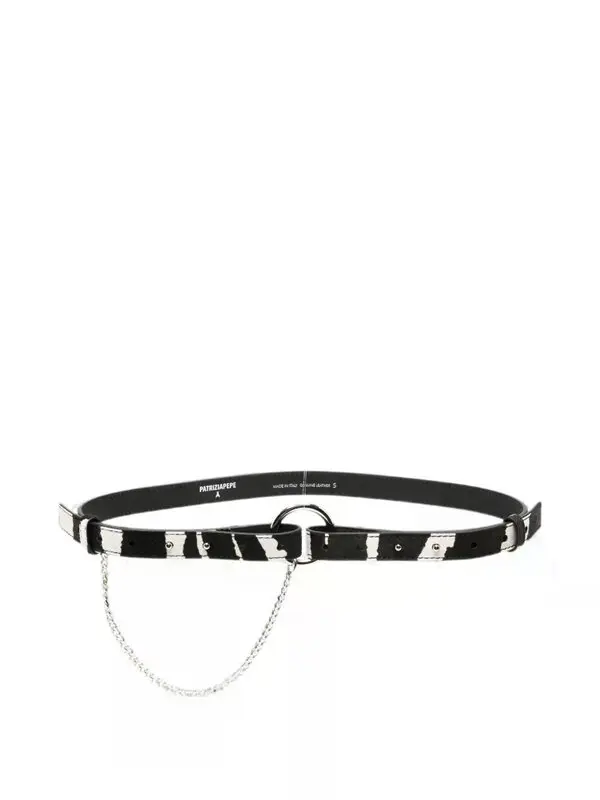 Patrizia Pepe Zebra-print Chain-detail Belt - Black