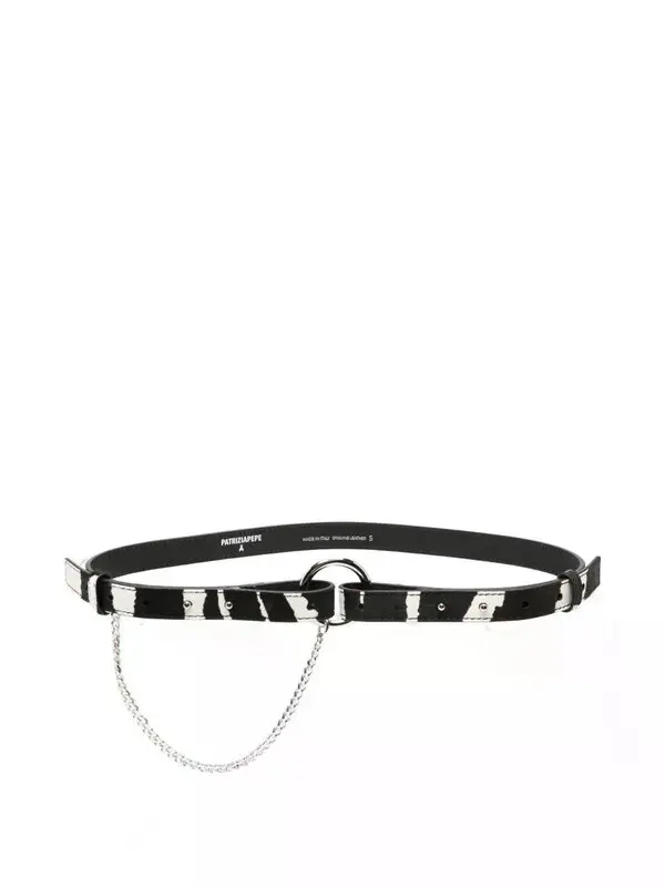 Patrizia Pepe Zebra-print Chain-detail Belt - Black