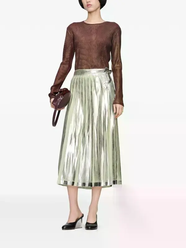 MAISON MARGIELA Foil Finish Pleated Midi Skirt
