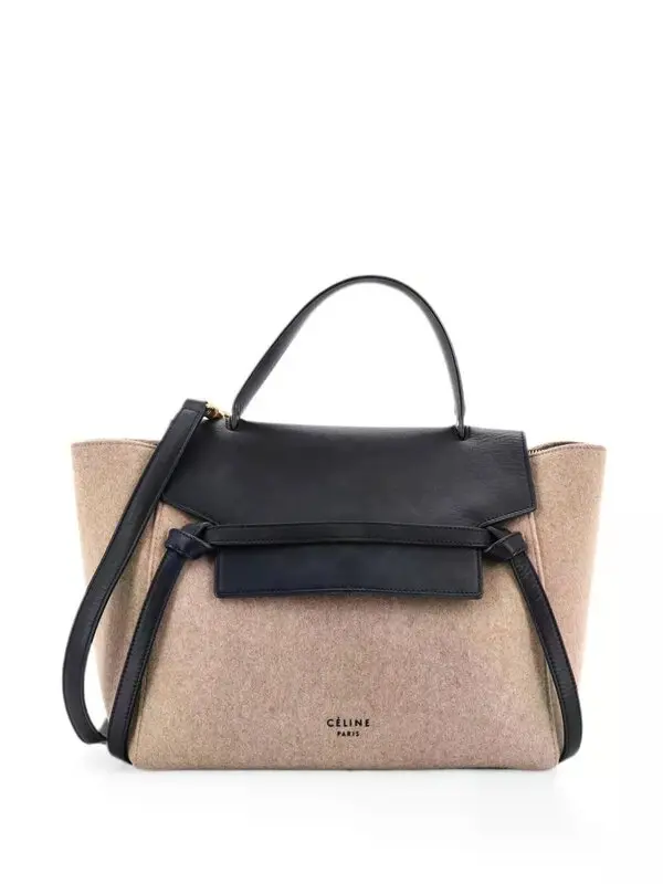 Celine Belt Bag Felt And Leather Mini Satchel - Black