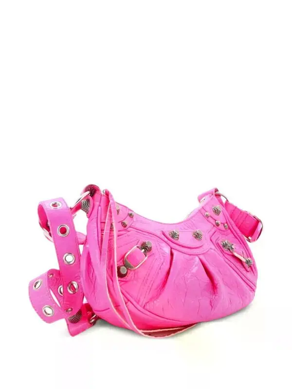 Balenciaga Le Cagole Giant Studs Shoulder Bag Leather Xs Hobo Bag - Pink