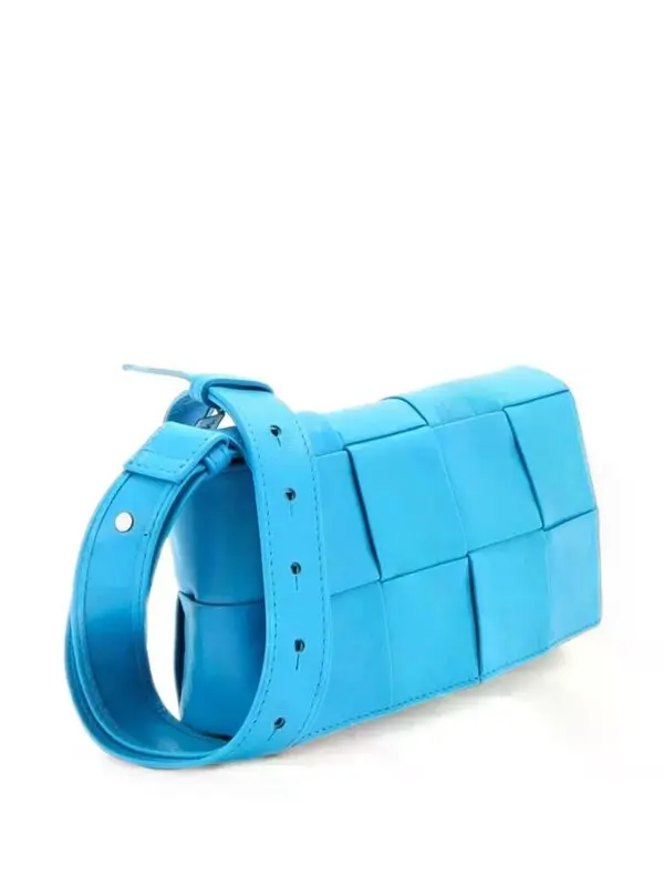 Bottega Veneta Cassette Maxi Intrecciato Leather Small Crossbody Bag - Blue