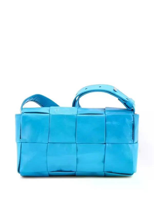 Bottega Veneta Cassette Maxi Intrecciato Leather Crossbody Bag - Blue
