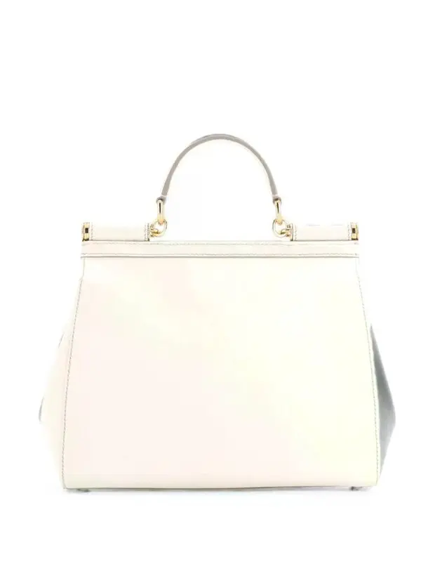 Dolce & Gabbana Miss Sicily Bag Leather With Enamel Medium Satchel - White