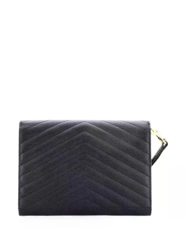 Saint Laurent Classic Monogram Envelope Wristlet Clutch Bag - Black