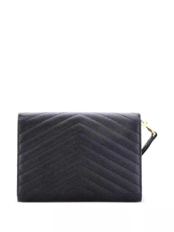 Saint Laurent Classic Monogram Envelope Wristlet Clutch Bag - Black