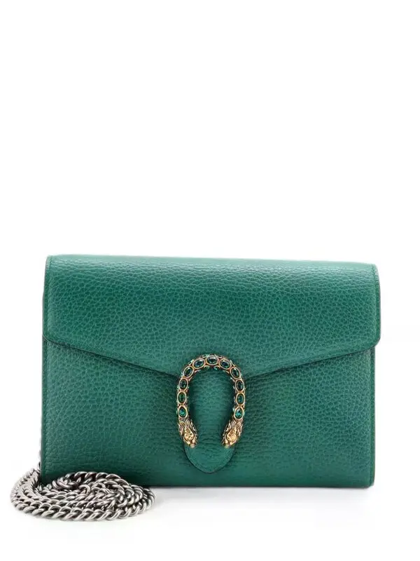 Gucci Dionysus Chain Wallet Leather With Embellished Detail Small Crossbody Bag - Green