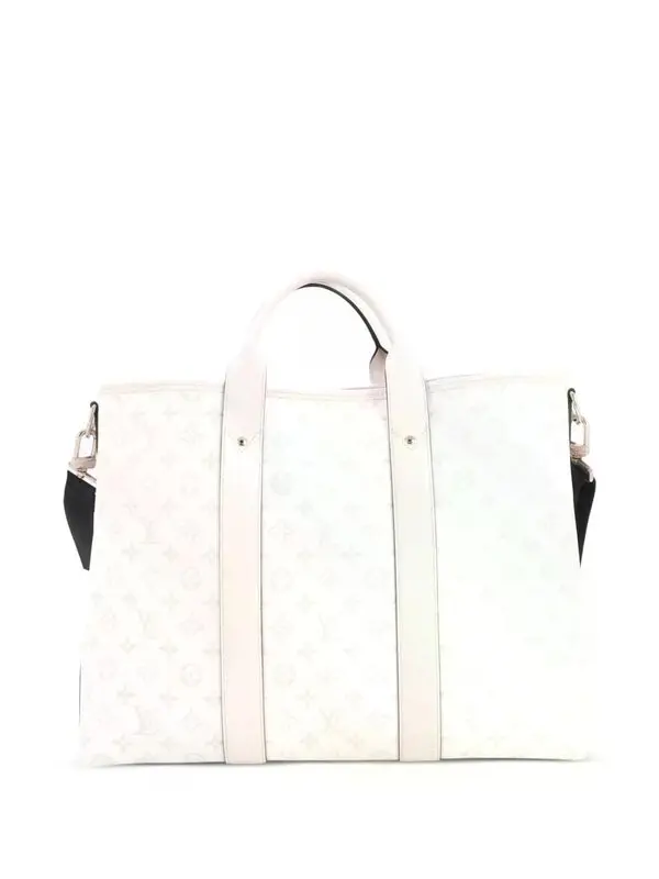 LOUIS VUITTON Weekend Nm Monogram Taigarama Tote Bag - White