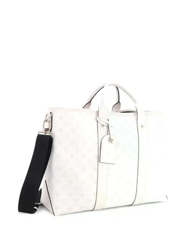 LOUIS VUITTON Weekend Nm Monogram Taigarama Tote Bag - White