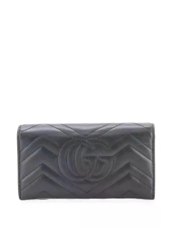 Gucci Gg Marmont Continental Wallet Matelasse Leather Small Wallets - Black