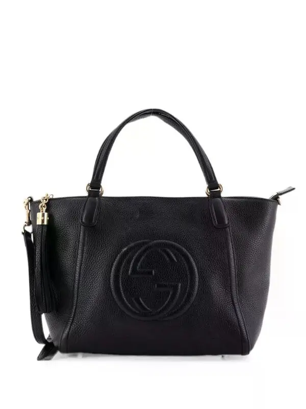 Gucci Soho Convertible Top Handle Bag Leather Small Satchel - Black