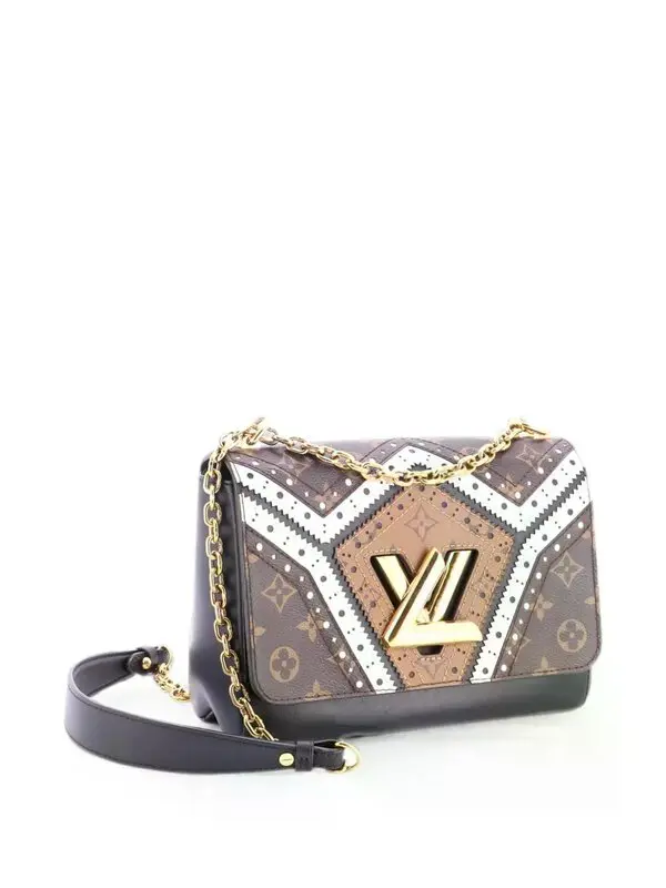 LOUIS VUITTON Twist Handbag Limited Edition Brogue Reverse Monogram Canvas And Leather Mm Shoulder Bag - Black