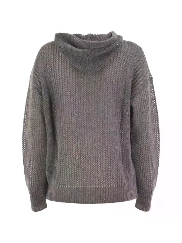 Peserico Sequin-embellished Open-knit Hoodie