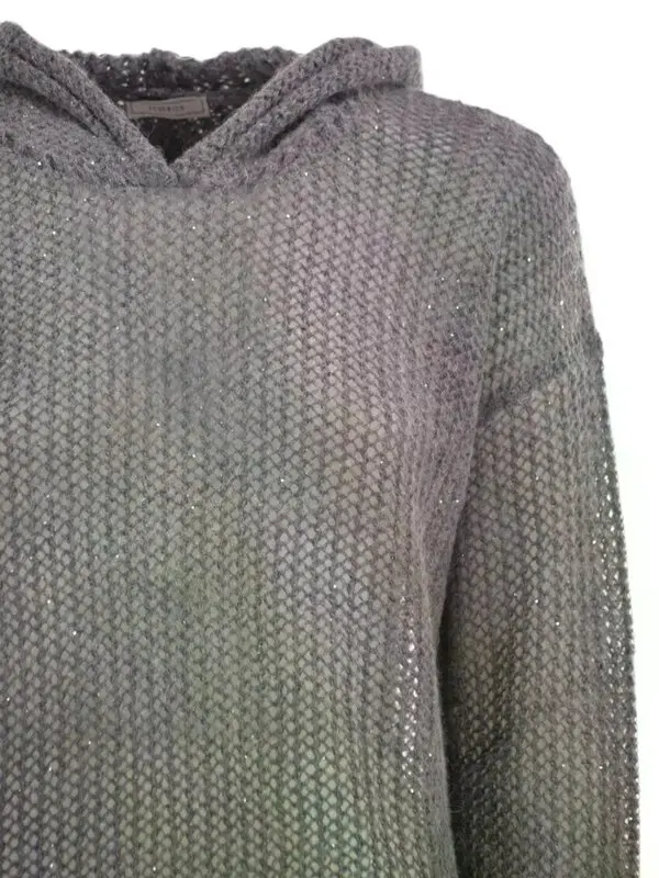 Peserico Sequin-embellished Open-knit Hoodie
