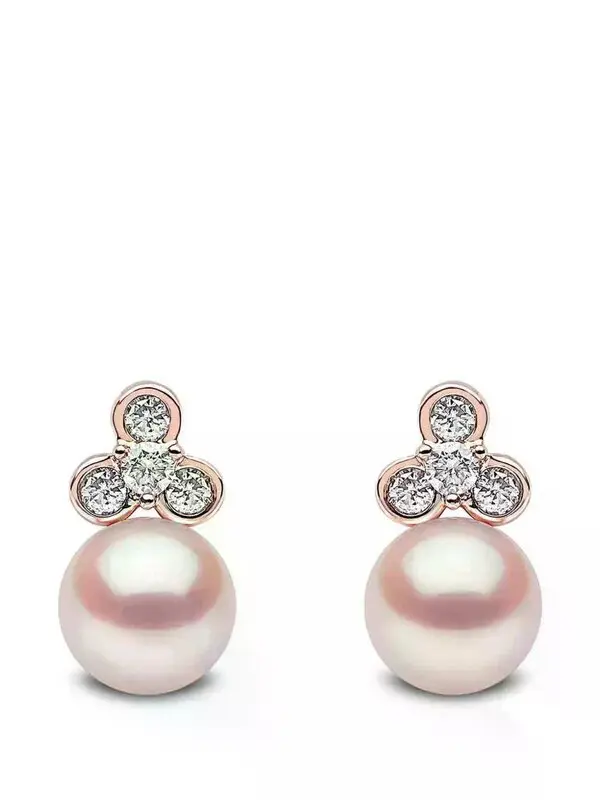 Yoko London Trend Freshwater Pearl And Diamond Earrings - Pink