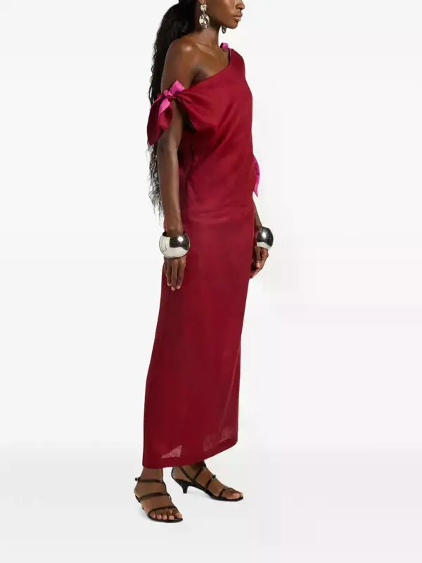 Liviana Conti Maxi Dress With One-shoulder Design And Bow Detail