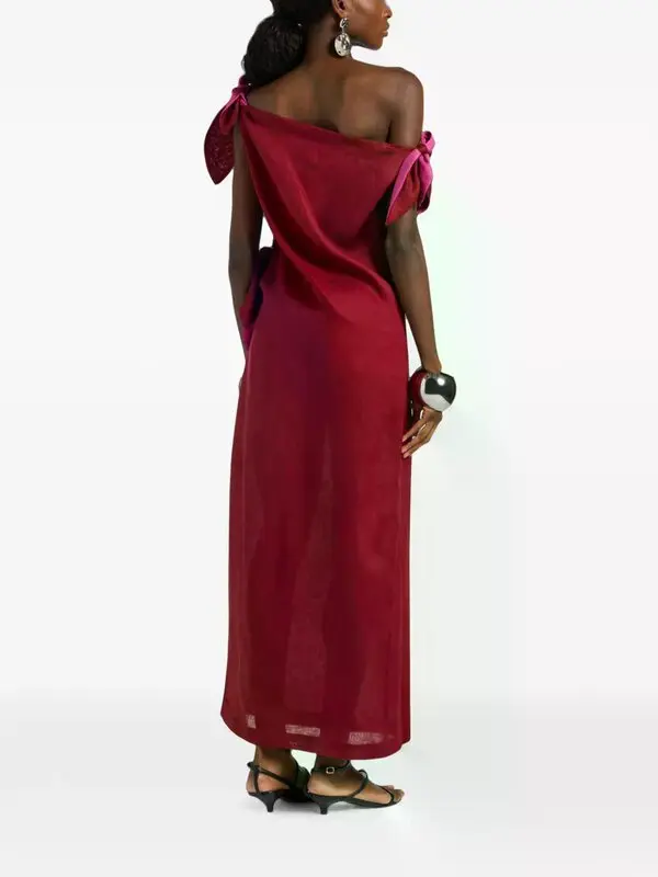 Liviana Conti Maxi Dress With One-shoulder Design And Bow Detail