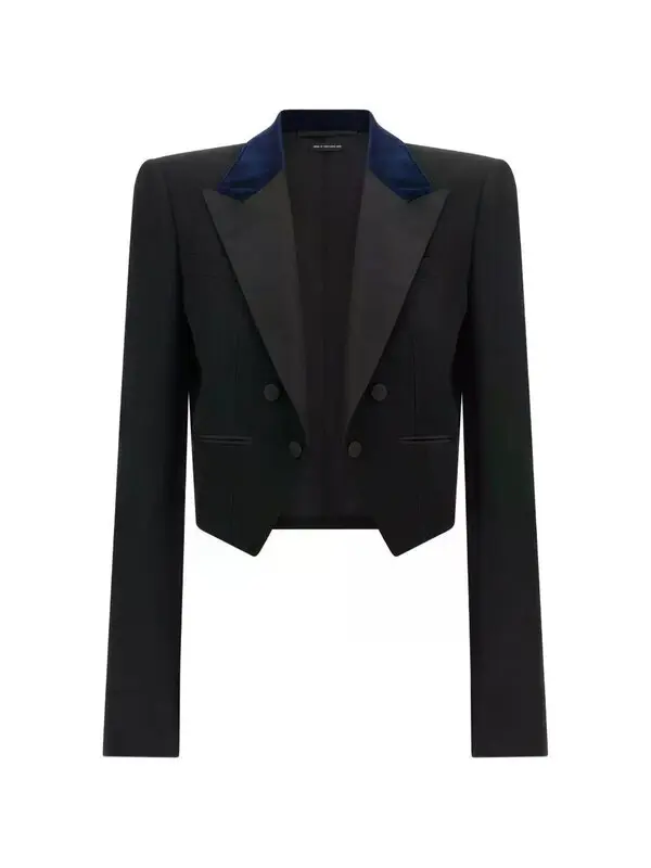 TOM FORD Satin-lapel Cropped Blazer - Black
