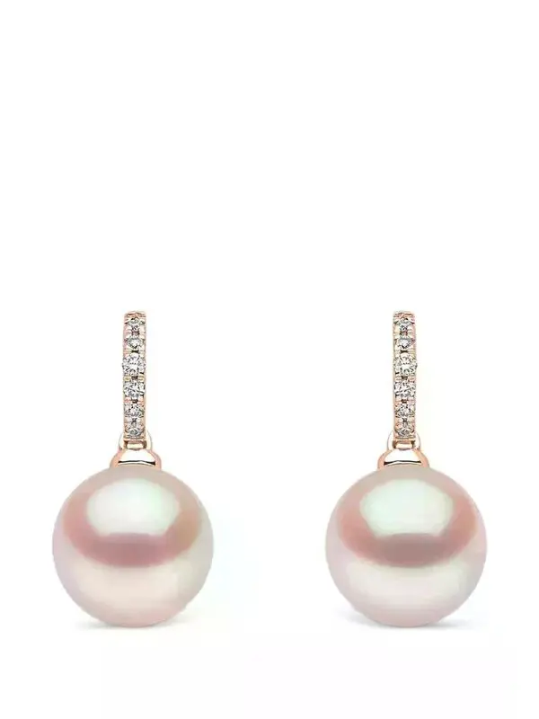Yoko London Freshwater Pearl And Diamond Drop Earrings - Pink