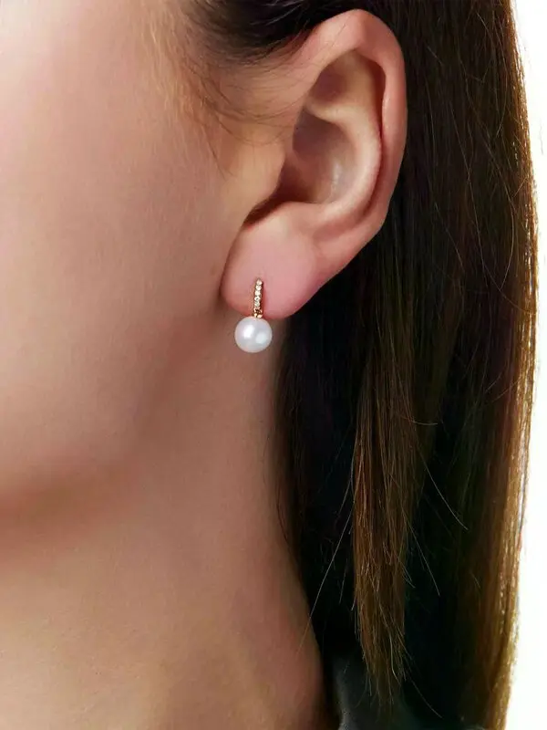 Yoko London Freshwater Pearl And Diamond Drop Earrings