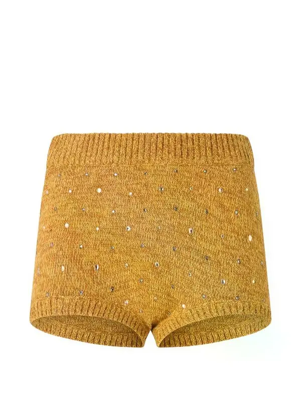 Pinko Crystal-embellished Knitted Shorts - Yellow