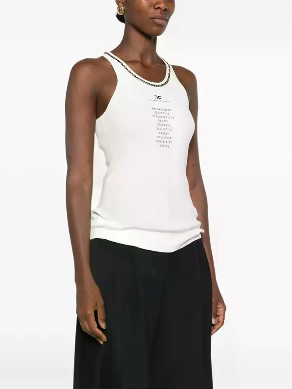 Elisabetta Franchi Chain-link Ribbed-knit Top - White