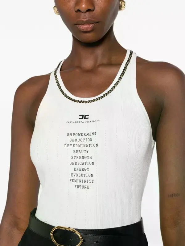 Elisabetta Franchi Chain-link Ribbed-knit Top