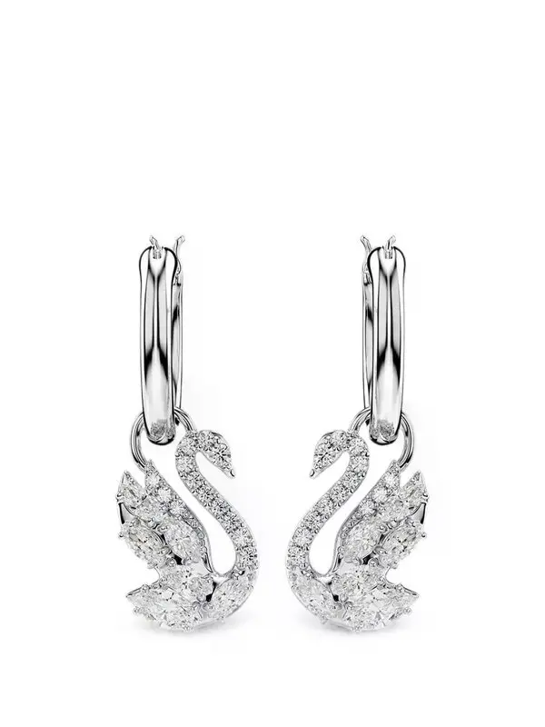 SWAROVSKI Swan-motif Drop Earrings - Silver