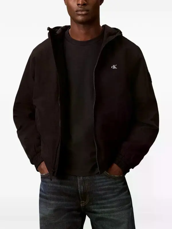 Calvin Klein Logo-embroidered Hooded Jacket - Black