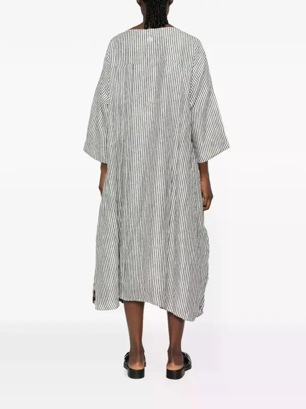 AODRESS Stripe-pattern Gingham-check Midi Dress