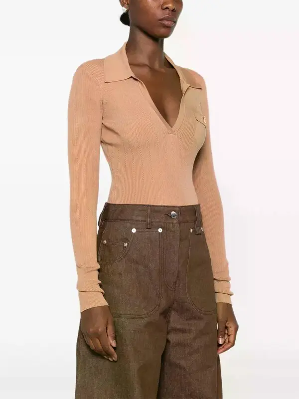 Elisabetta Franchi Ribbed Knit Logo Plaque Sweater