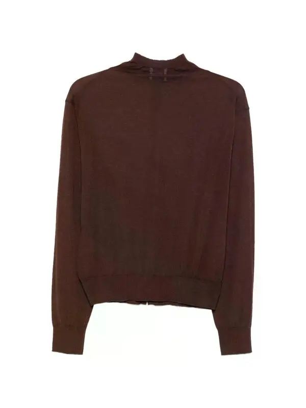ALYSI Button-up Mock-neck Cardigan - Brown