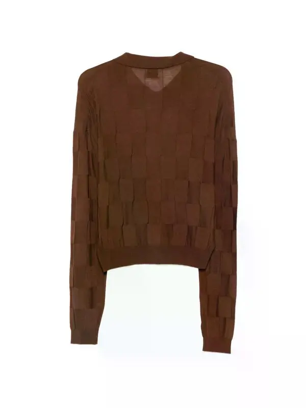 ALYSI Check-pattern Polo Sweater - Brown