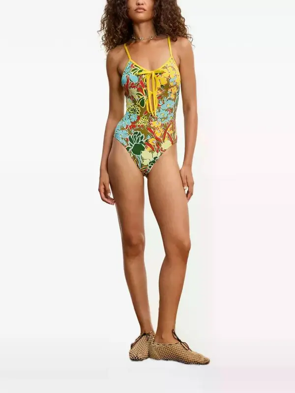 ALEMAIS Solstice Floral-print Cutout Swimsuit - Green
