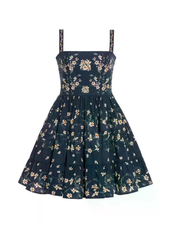 Agua Bendita Lima Promesa Floral-print Mini Dress - Blue