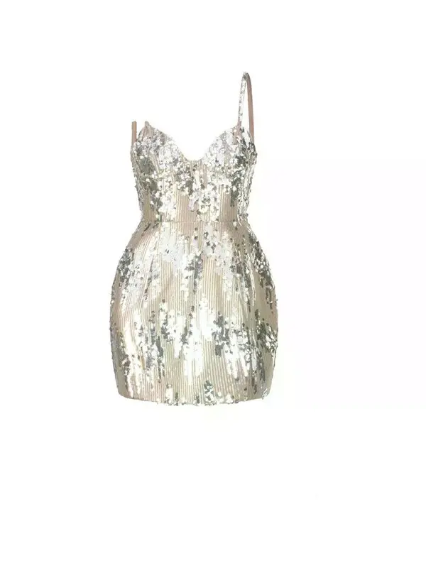 ATOIR Sequin-embellished Floral-appliqué Mini Dress - Silver