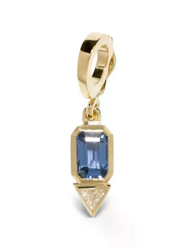 AZLEE Sapphire And Diamond Trillion Pendant - Gold
