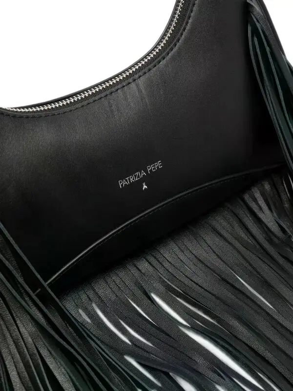 Patrizia Pepe Fringe Detail Leather Shoulder Bag